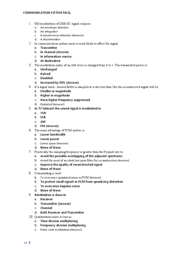 Communication System Pdf Frequency Modulation Detector Radio