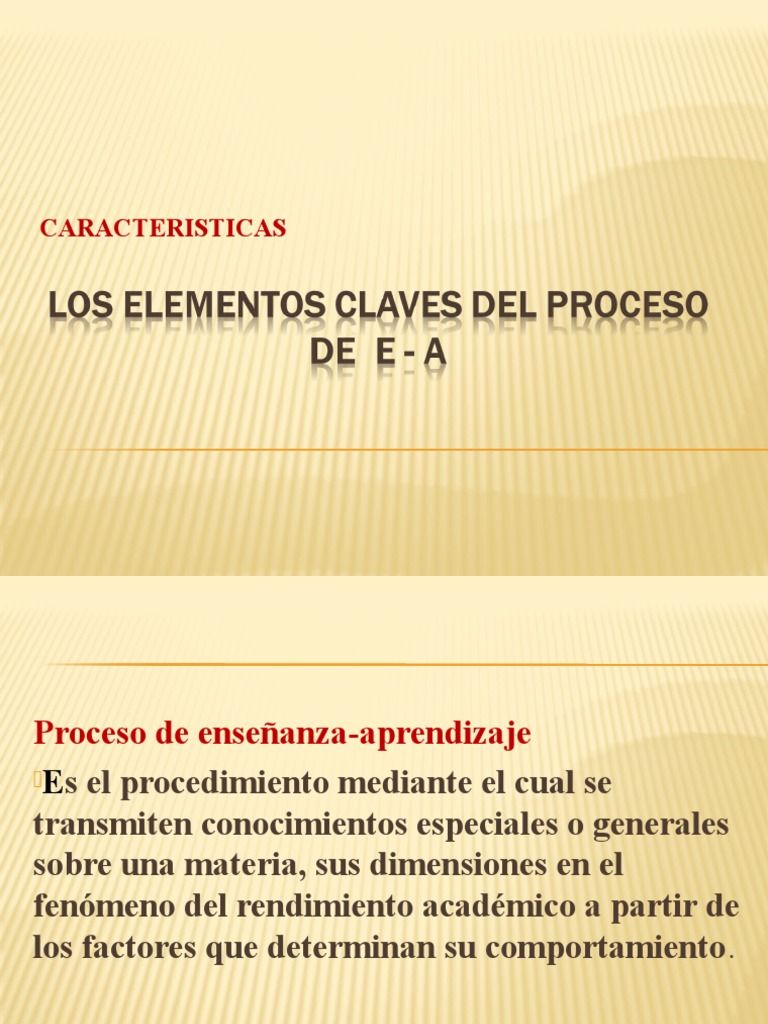 Elementos Clave Del Proceso E-A | PDF | Aprendizaje | Método de enseñanza