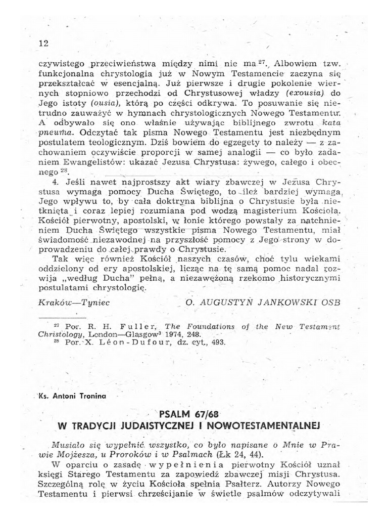 Psalm 6768 W Tradycji Judaistycznej I Nowotestamen | PDF