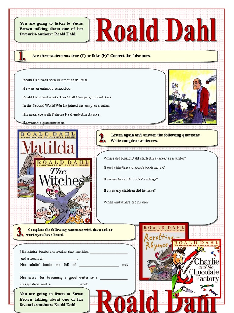 Roald Dahl Listening Information Gap Activities Tests - 79775 | PDF