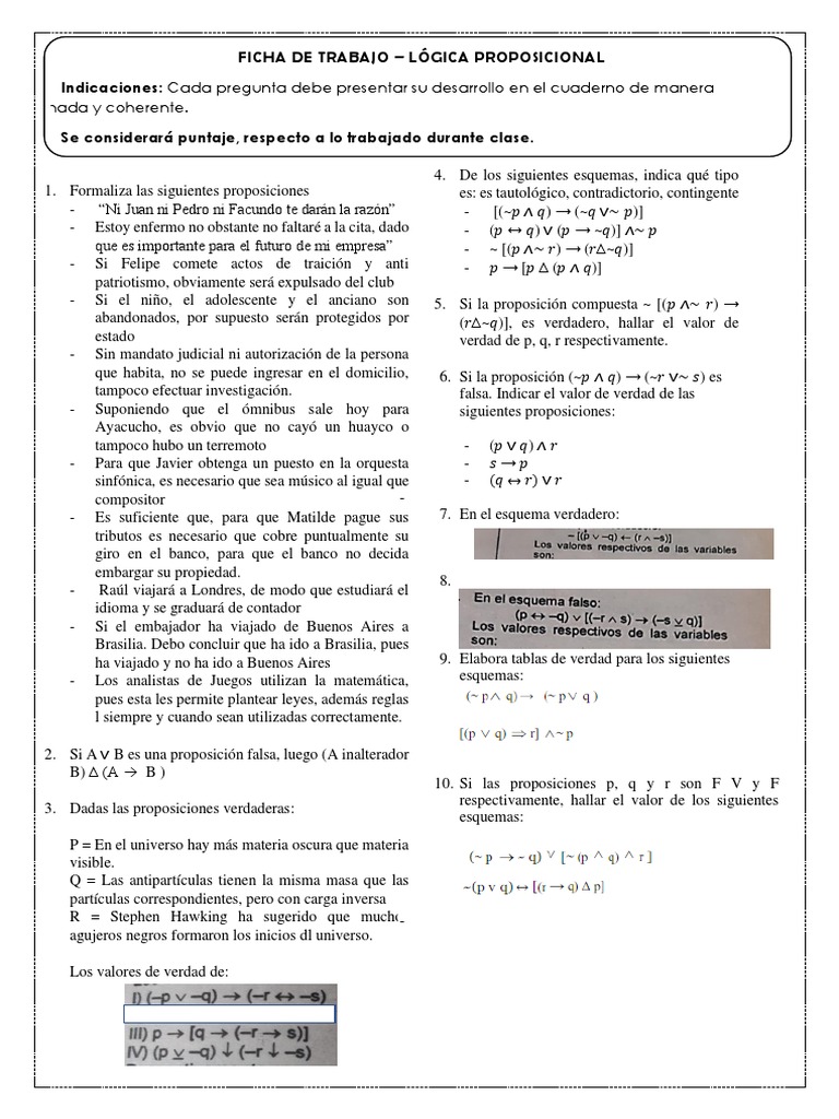 Ejercicos Logica Proporcional | PDF | Proposición | Verdad