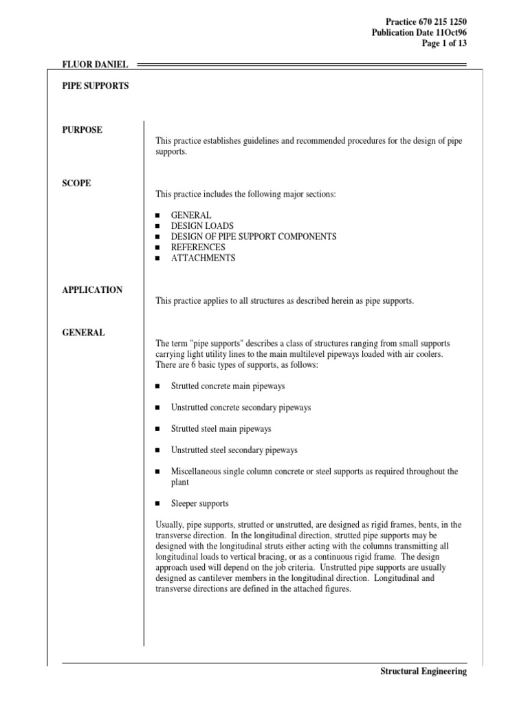 Pipe Support Design Guidelines | PDF | Beam (Structure) | Truss