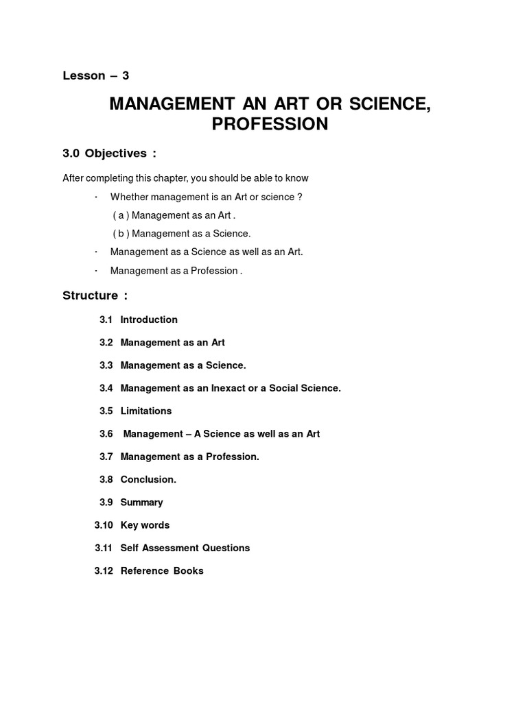 Management An Art or Science | PDF | Science | Profession