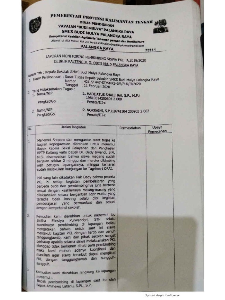 .Dokumen Monotoring PKL | PDF