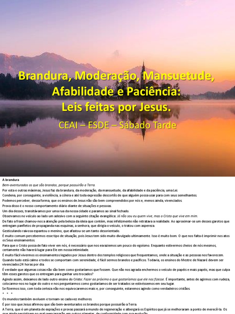 Brandura, Moderação, Mansuetude, Afabilidade | PDF | Amor | Jesus