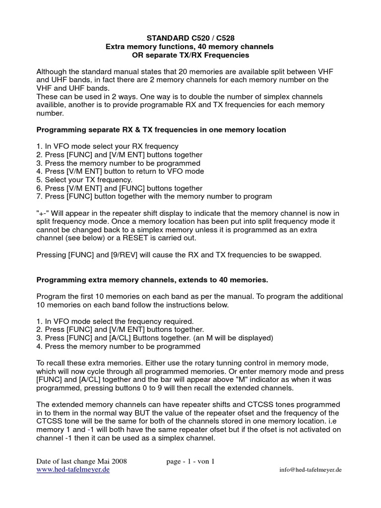 Programming Extra Memory Functions and Separate Transmit/Receive ...