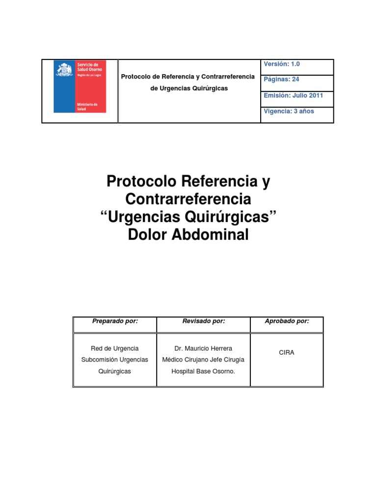 Protocolo Urgencias Quirúrgicas Abdominales | PDF | Hospital | Abdomen
