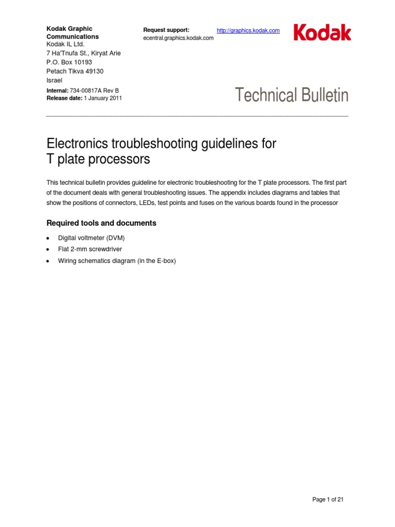Electronics Troubleshooting Guidelines For T Plate Processors - Feb 2011 | PDF | Switch ...