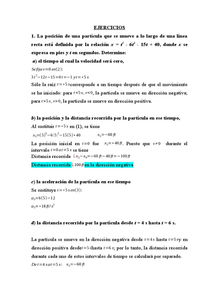 Ejercicios #01 | PDF | Aceleración | Velocidad