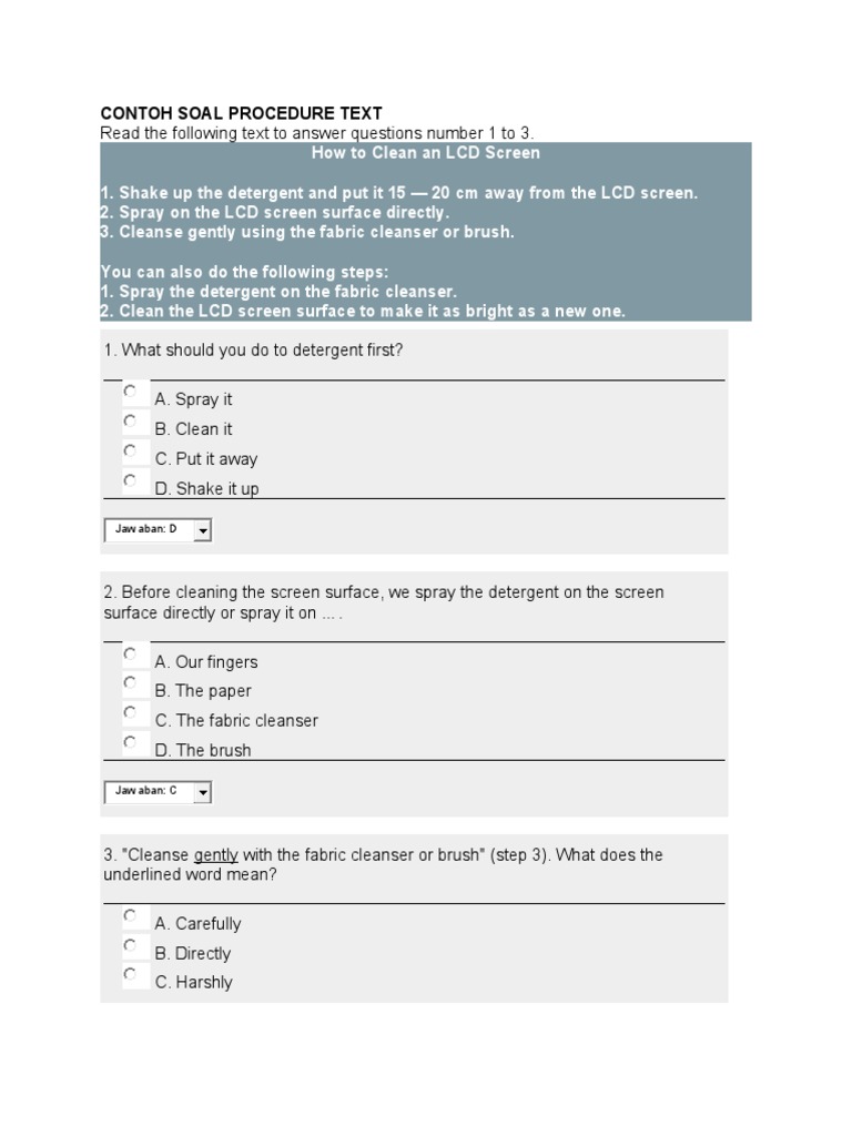 Bing (Soal Procedure Text) | PDF | Biscuit | Test (Assessment)