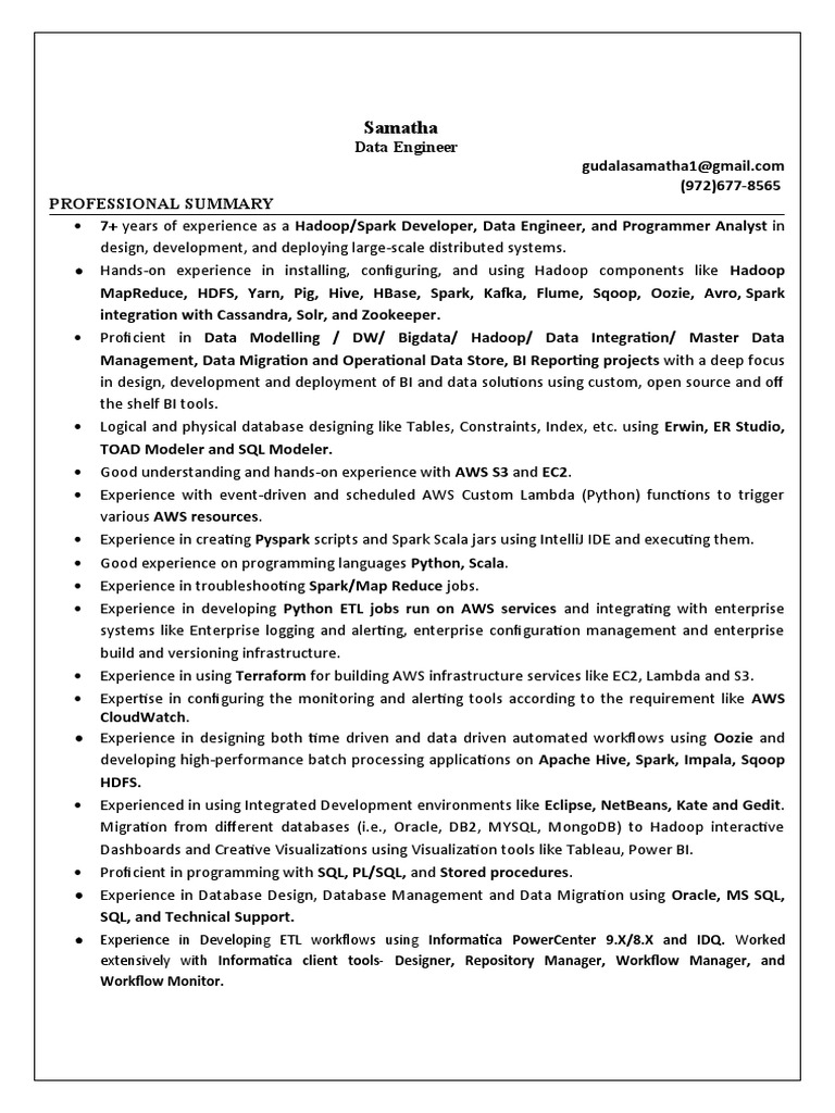 Azure Data Engineer - Samatha Gudala | PDF | Apache Spark | Apache Hadoop