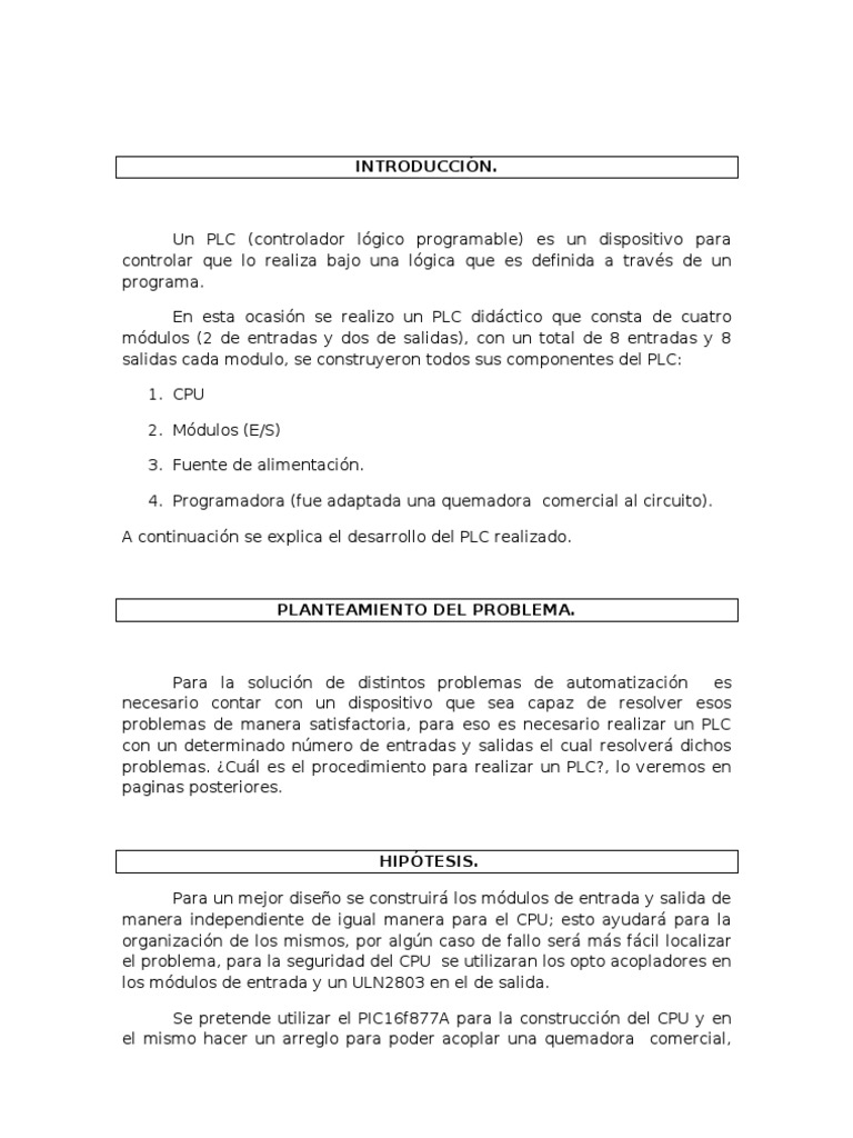 Reporte PLC | PDF | Controlador lógico programable | Relé