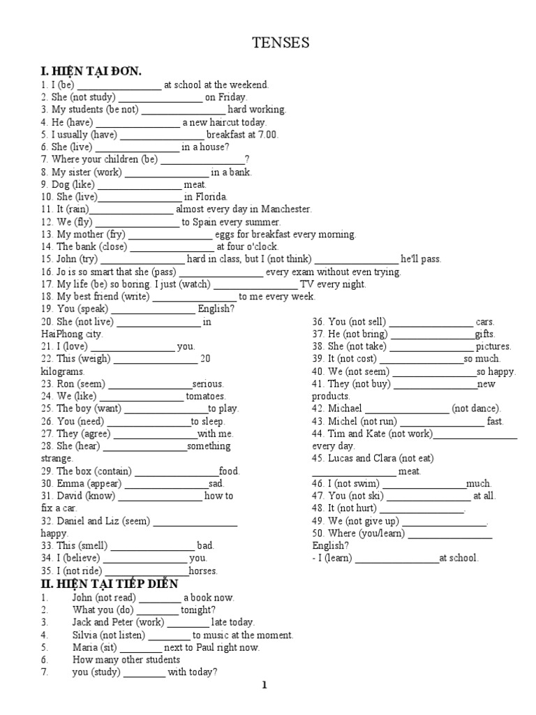 Present Simple Worksheet | PDF