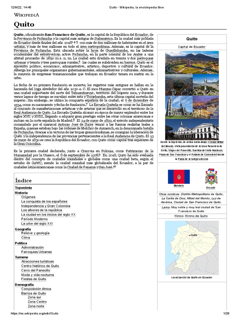 Quito Definicion de Ciudad | PDF | Ecuador