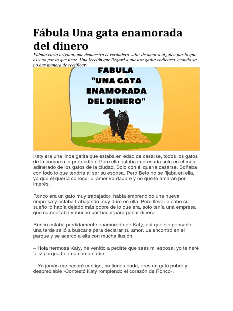 Una Gata Enamorada-Fabula | PDF | Amor