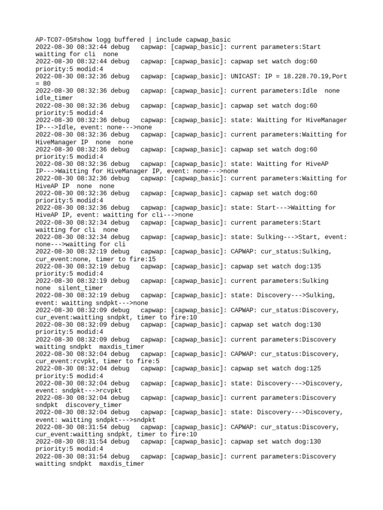 CAPWAP Debug Log Analysis | PDF | Timer | Data Transmission