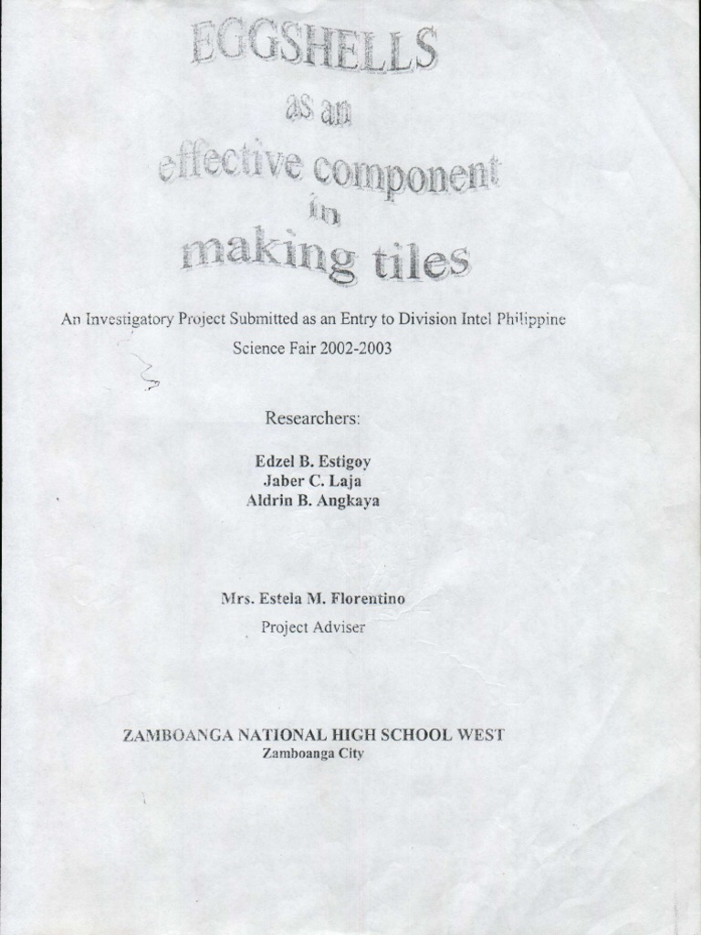 Eggshells As An Effective Component in Making Tiles - 258302 | PDF