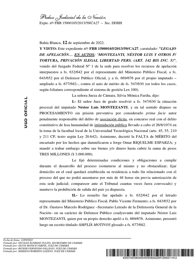 Fallo Montezanti9 | PDF | Derecho penal | Juez