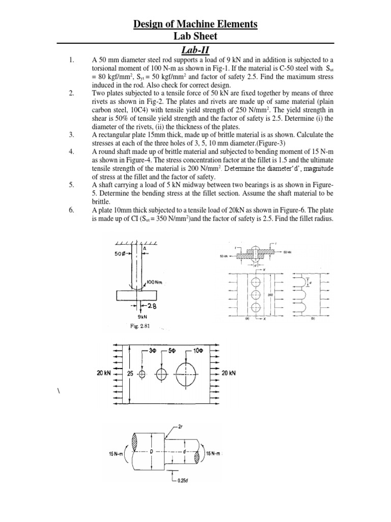 Dme Lab Sheets Ii Iii Iv | PDF | Strength Of Materials | Stress (Mechanics)