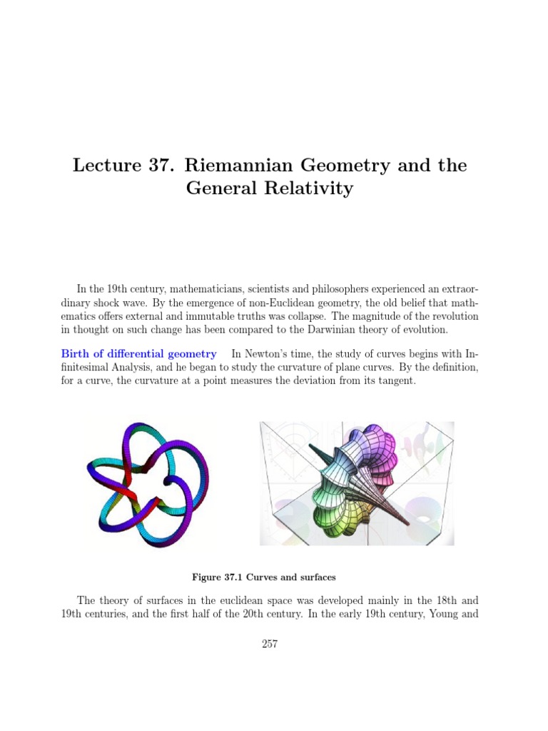 Riemann Geometry and General Relativity | PDF | Curvature | Geometry