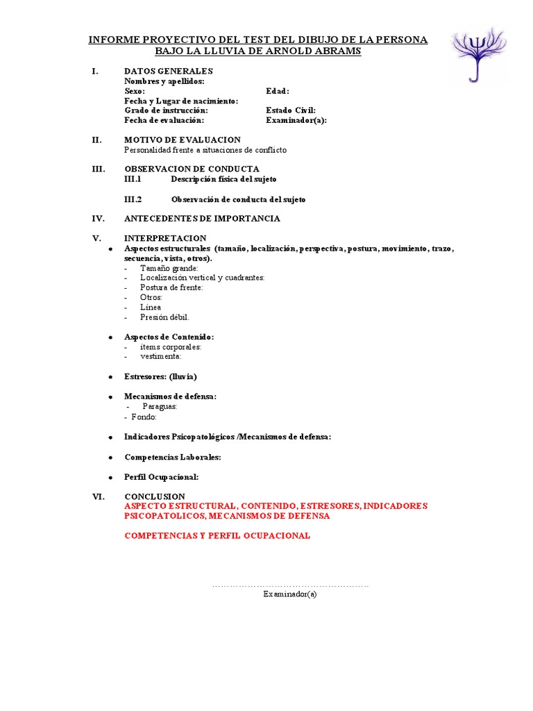 MODELO DE INFORME PROYECTIVO - DEL - TDPBLL | PDF