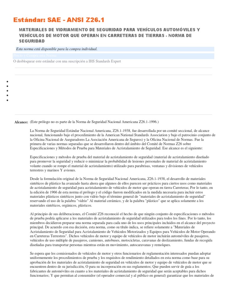 Estándar: SAE - ANSI Z26.1 | PDF | Coche | Vehículos
