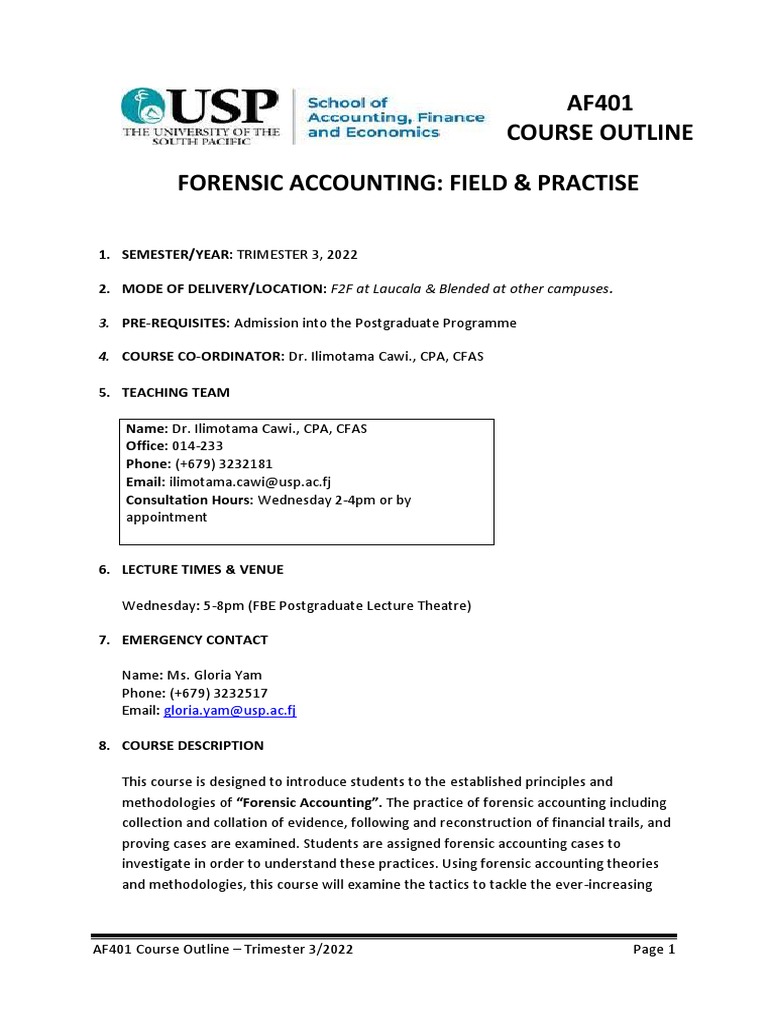 2022 AF401 - Course Outline | PDF | Accounting | Educational Technology