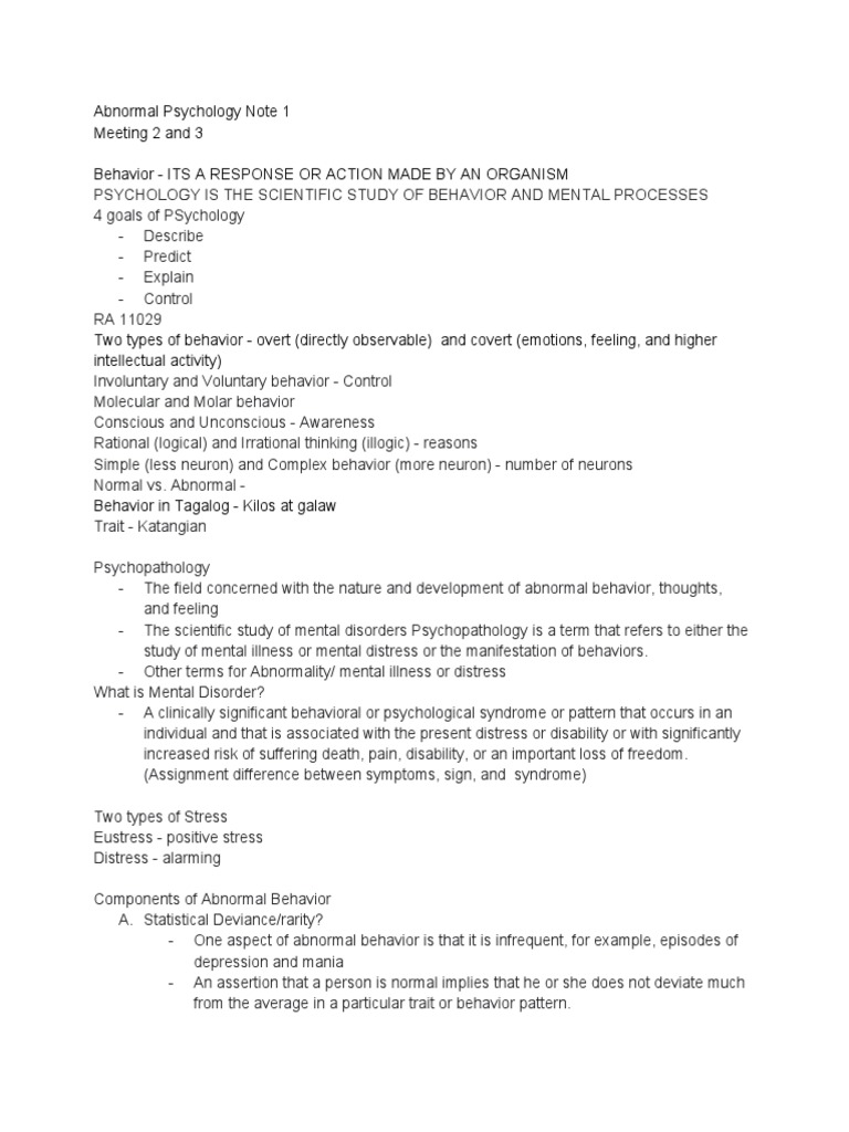 Abnormal Psych Notes 1 | Download Free PDF | Diagnostic And Statistical ... Abnormal Psych Notes 1 | Download Free PDF | Diagnostic And Statistical ...