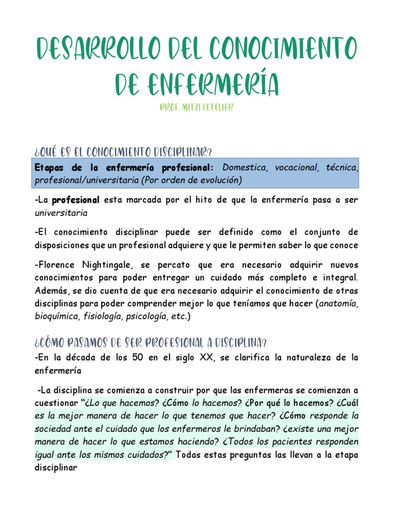 Desarrollo Del Conocimiento de Enfermería | PDF | Enfermería | Paradigma