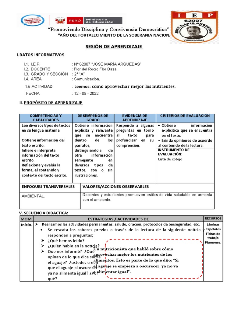 Sesión 12 - 09 Leemos Como Aprovechar Mejor Los Nutrientes | PDF ... Sesión 12 - 09 Leemos Como Aprovechar Mejor Los Nutrientes | PDF ...