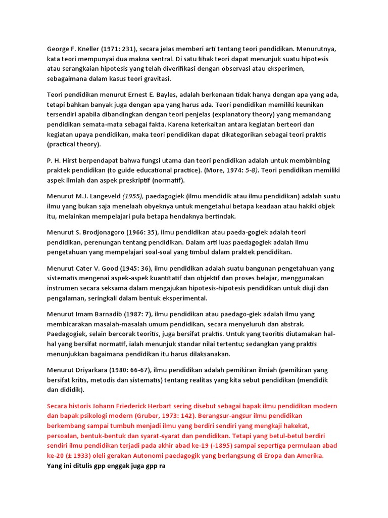 Teori Pendidikan: Definisi dan Perkembangannya | PDF