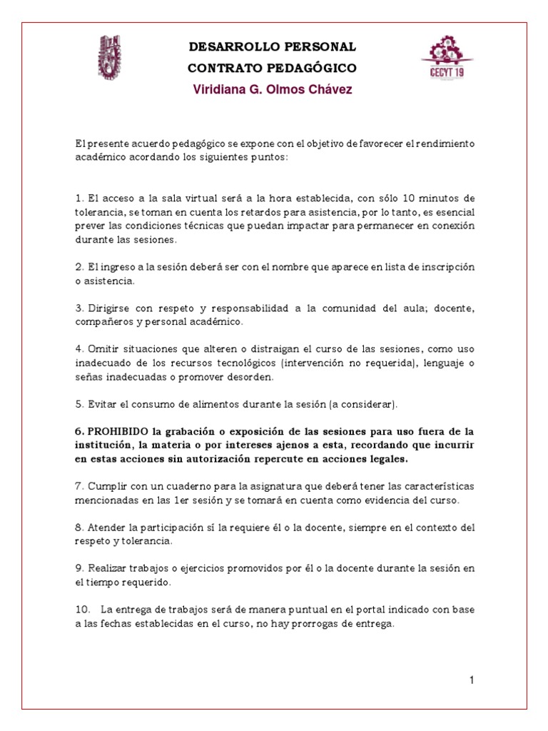 Contrato Pedagógico - DP - 2022-2023 | PDF