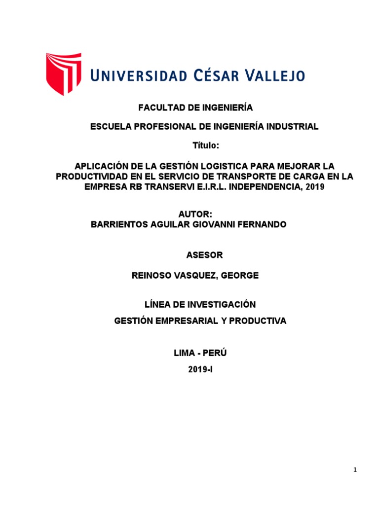 Tesis 2019 | PDF | Logística | Transporte Tesis 2019 | PDF | Logística | Transporte