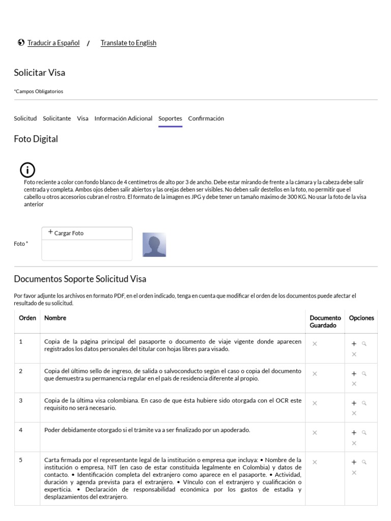 Formulario de Solicitud de Visas Cancillería de Colombia | PDF | Visa de viaje