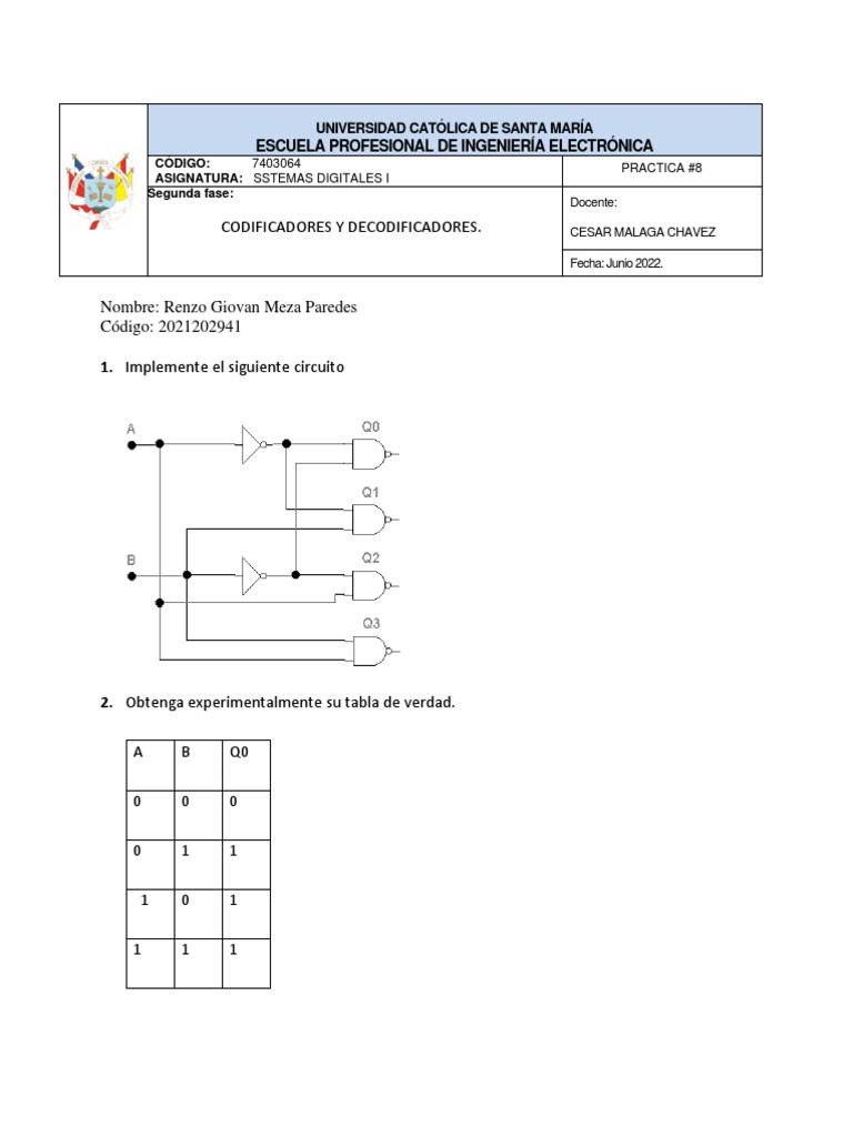 Práctica de Codificadores y Decodificadores | PDF | Ingenieria Eléctrica | Electrónica