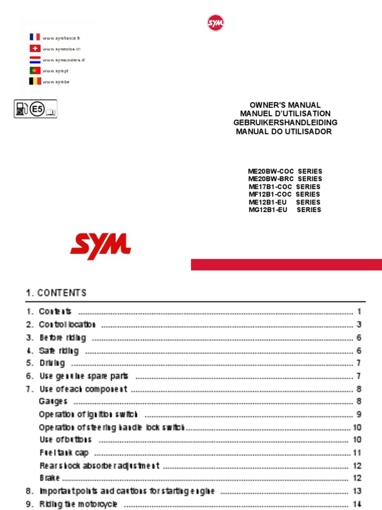 Manual Do Proprietario NH190 | PDF | Clutch | Brake