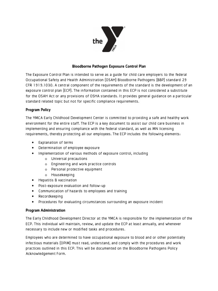 Bloodborne Pathogen Exposure Control Plan | PDF | Hand Washing ...