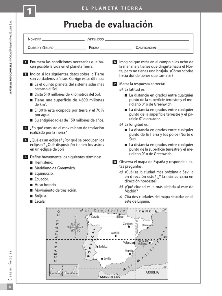 Examen TEMA 1 - El - Planeta - Tierra | PDF | Tierra | Ecuador