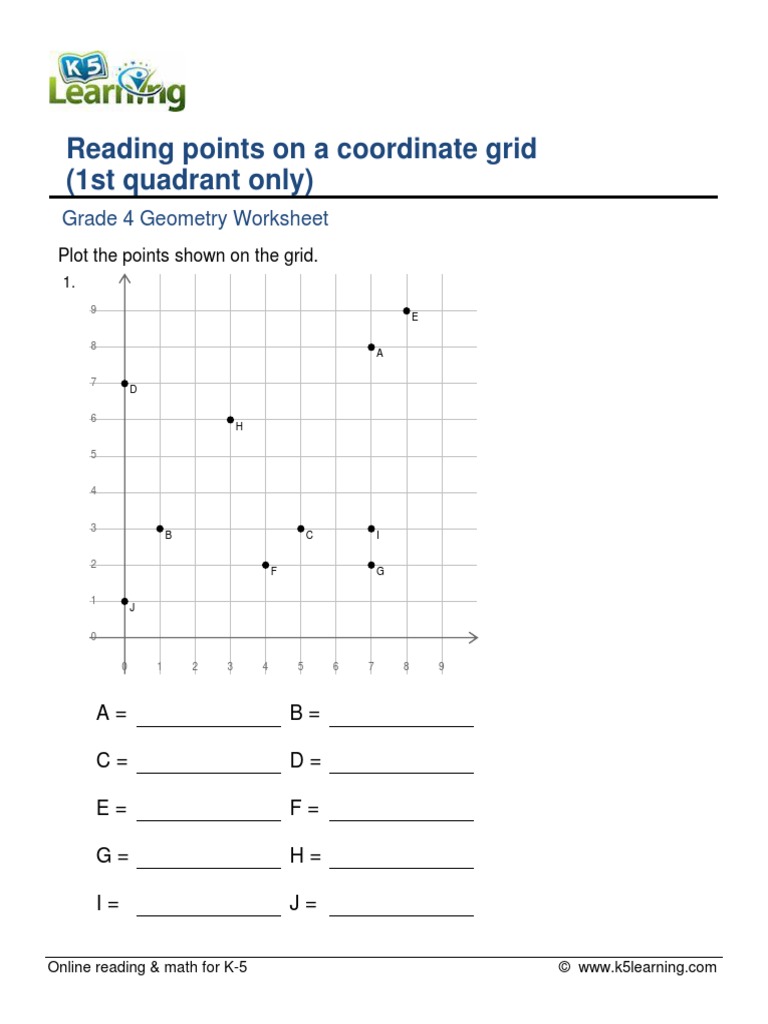Grade 4 Geometry Reading Coordinate Grid 1q e | PDF