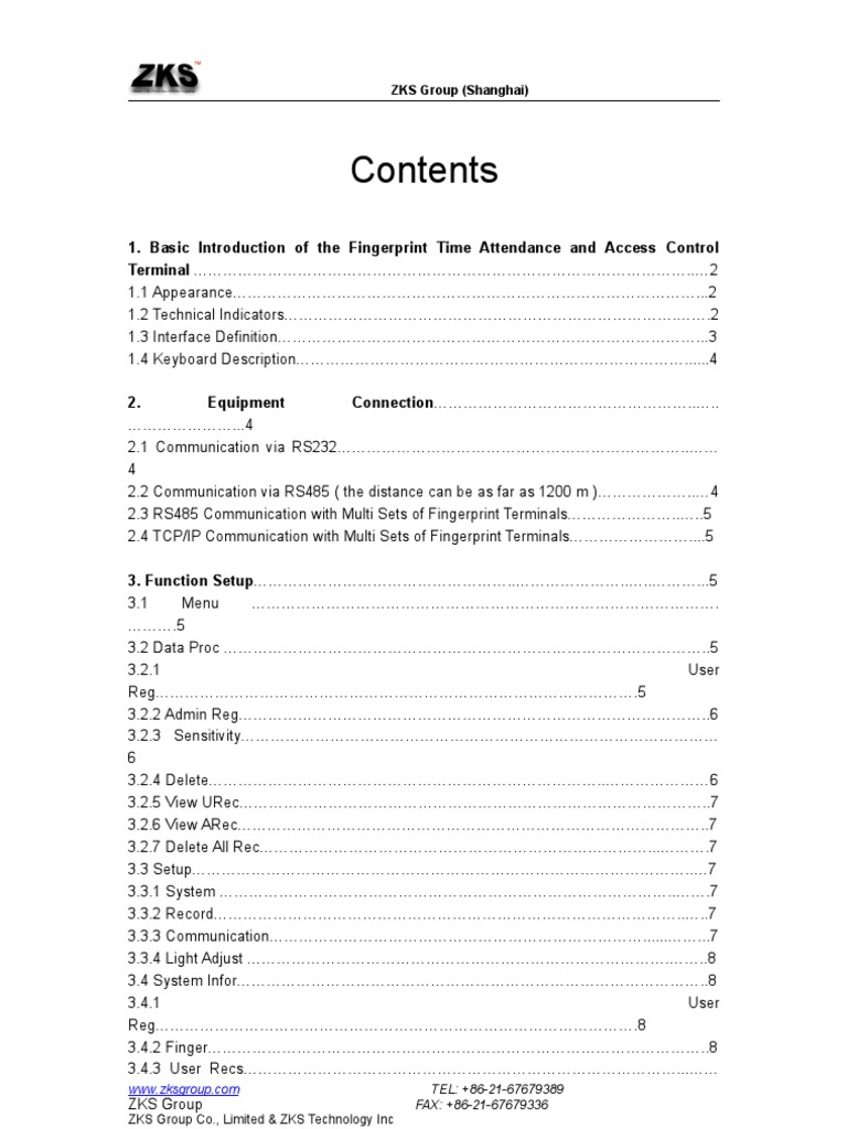 Hardware Manual of T20 | PDF | Fingerprint | Access Control