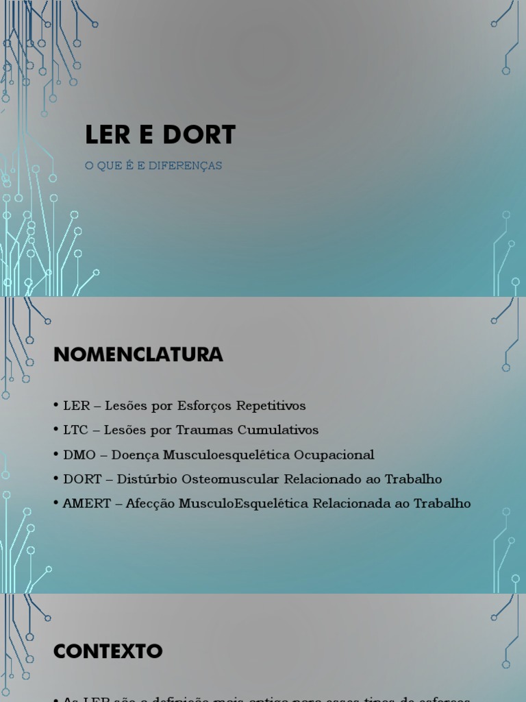 Diferenças entre LER e DORT | PDF | Brasil | Ciências da Saúde