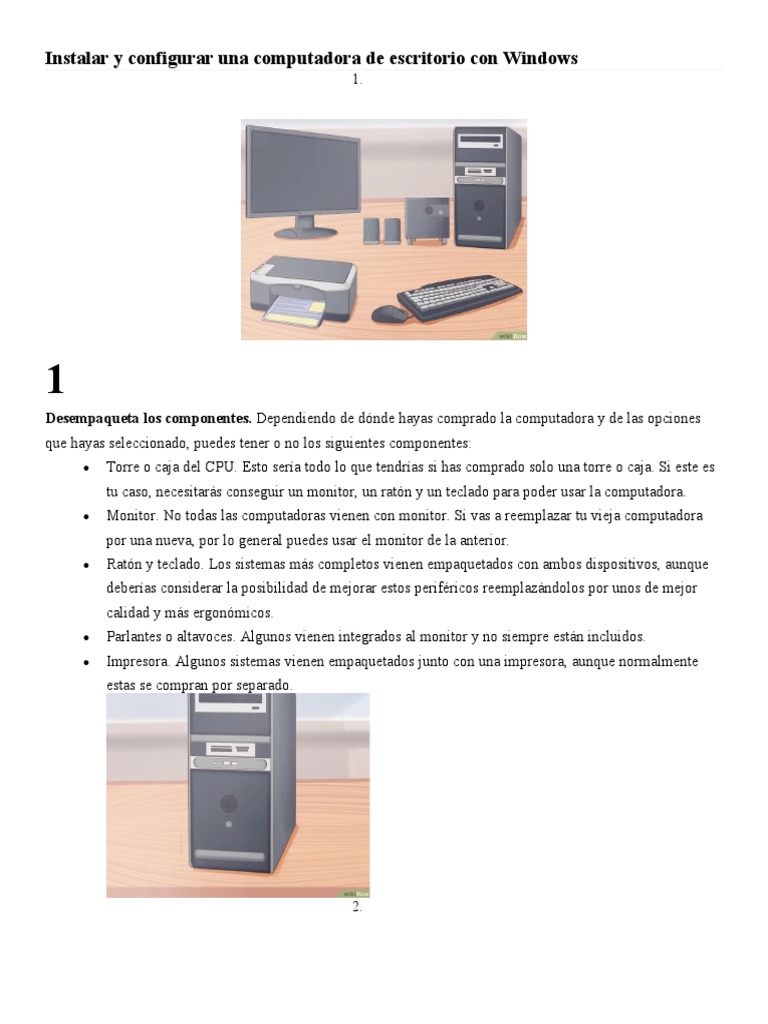 Instalar y Configurar Una Computadora de Escritorio Con Windows | PDF ...