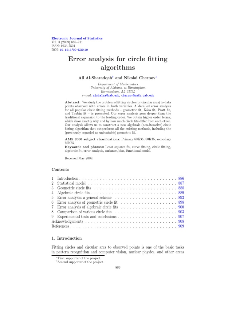 Circle Fitting Error Analysis | PDF | Eigenvalues And Eigenvectors | Bias Of An Estimator