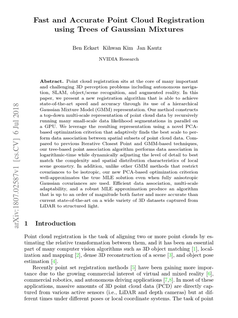 Fast and Accurate Point Cloud Registration Using Trees of Gaussian Mixtures | PDF | Eigenvalues ...