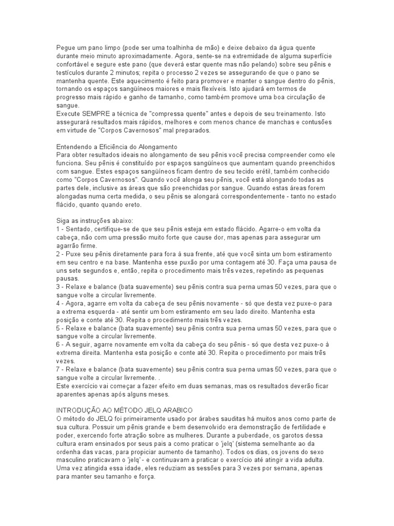 Método Jelqing para Aumento Peniano | PDF | Pênis