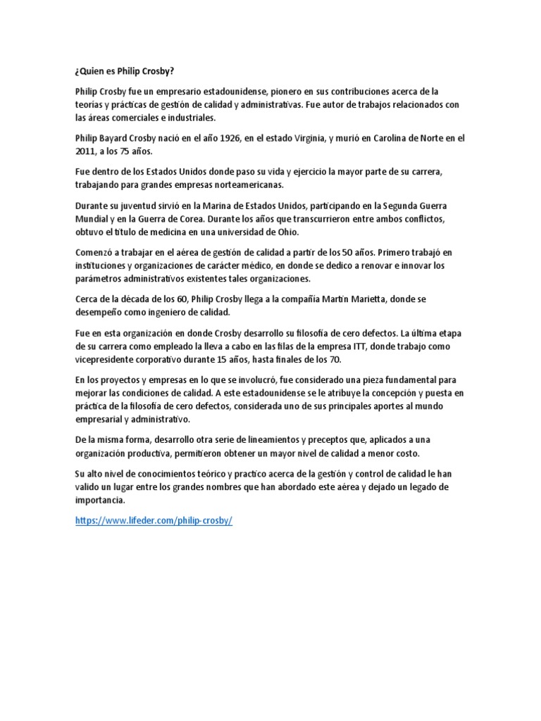 Philip Crosby: Pionero del Cero Defectos | PDF