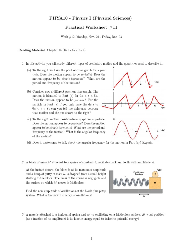 Worksheet 011 | PDF | Oscillation | Mass