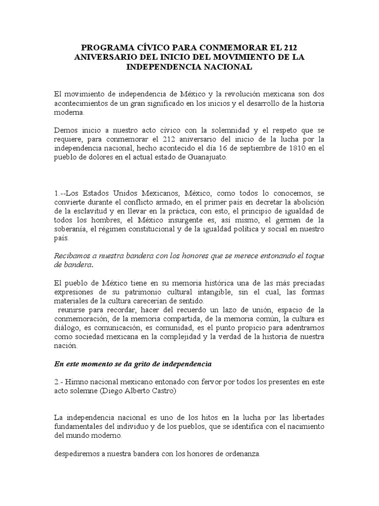 Programa Cívico 15 de Septiembre 2025 | PDF | México | Nación