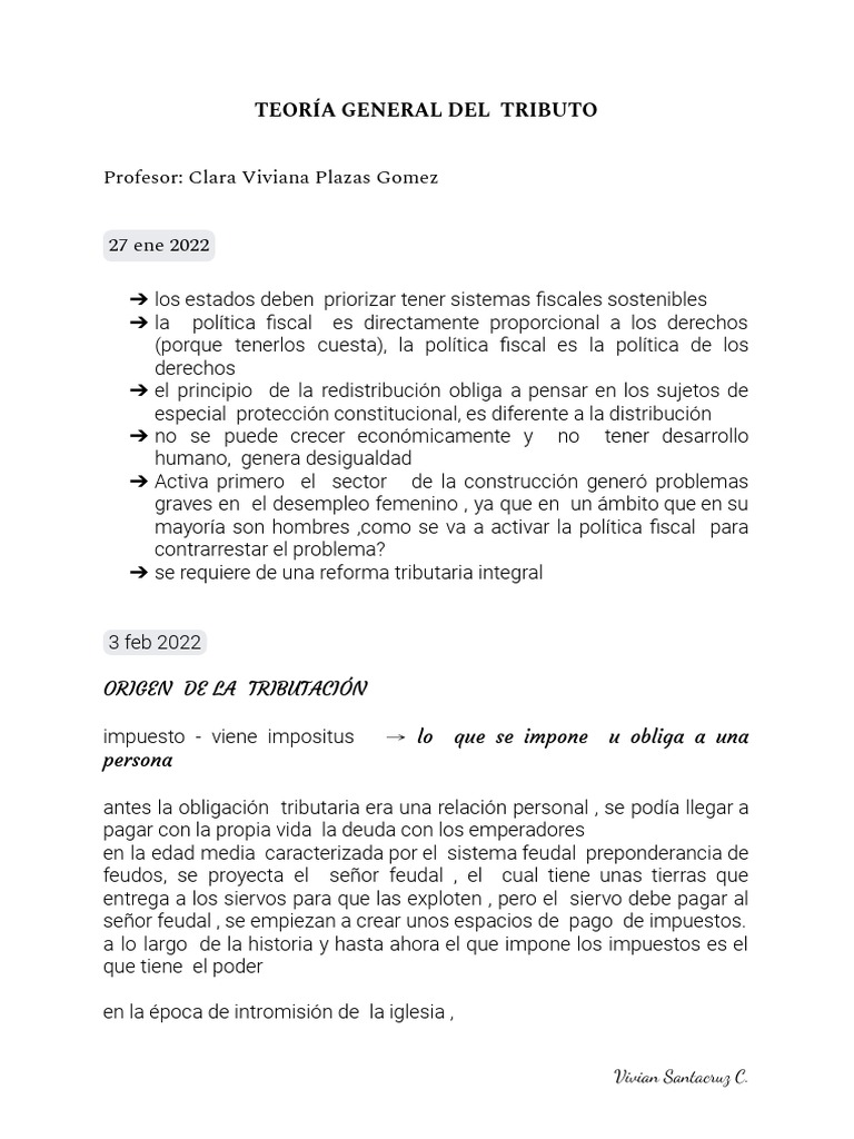 Teoría General Del Tributo | PDF | Impuestos | Estado (política)
