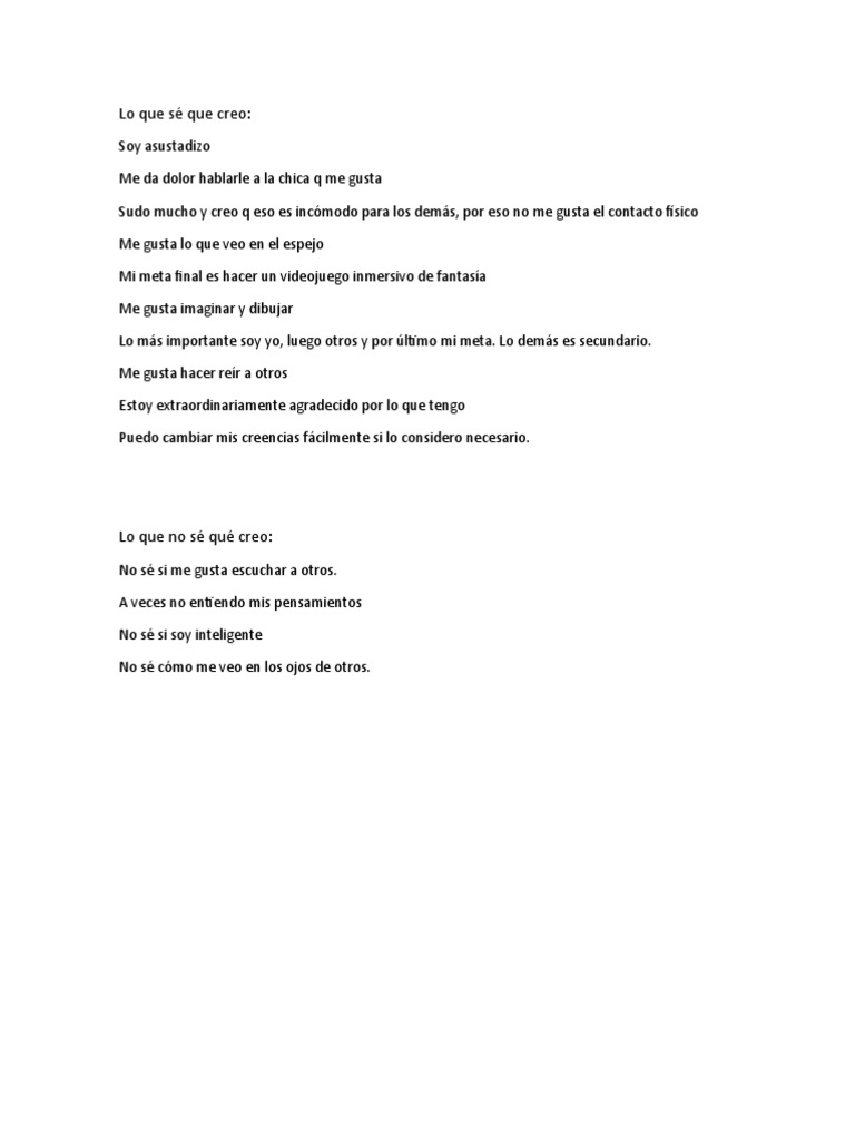 Lo Que Yo Creo | PDF